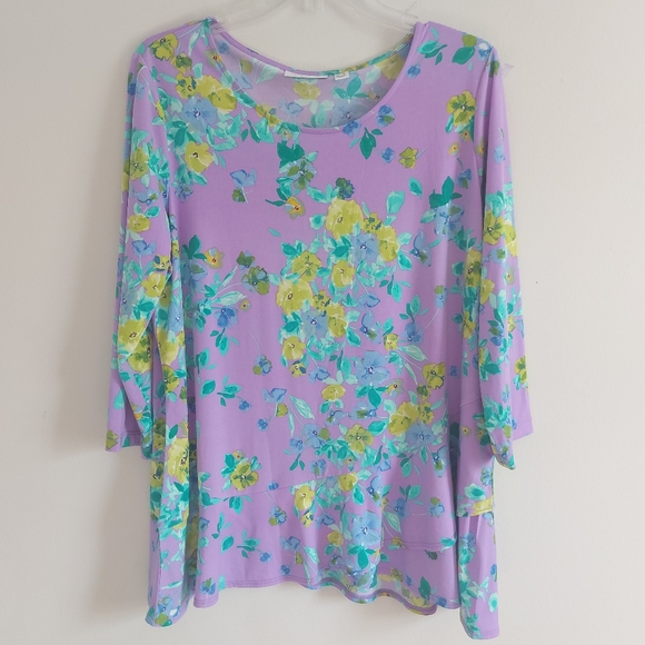 Susan Graver | Tops | Susan Graver Purple Floral 34 Blouse | Poshmark